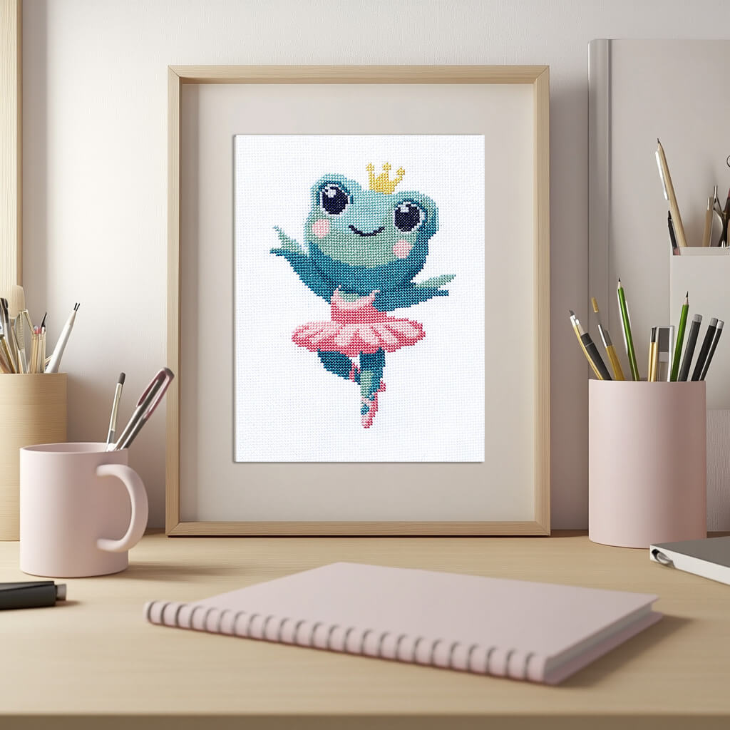 Ballerina Frog Cross Stitch Kit – Quirky, Fun & Easy to Stitch