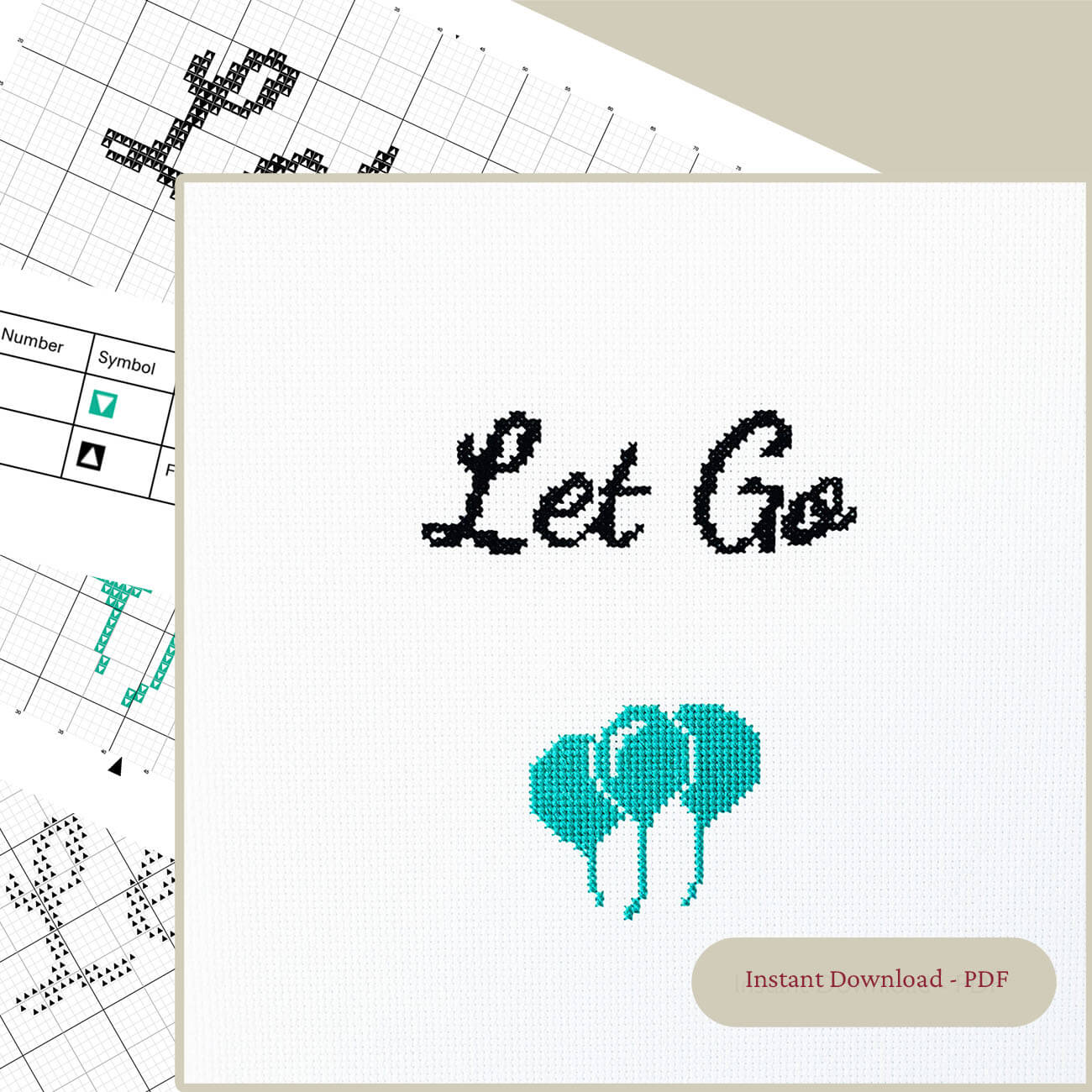 Let Go Cross Stitch Pattern – Digital PDF Chart